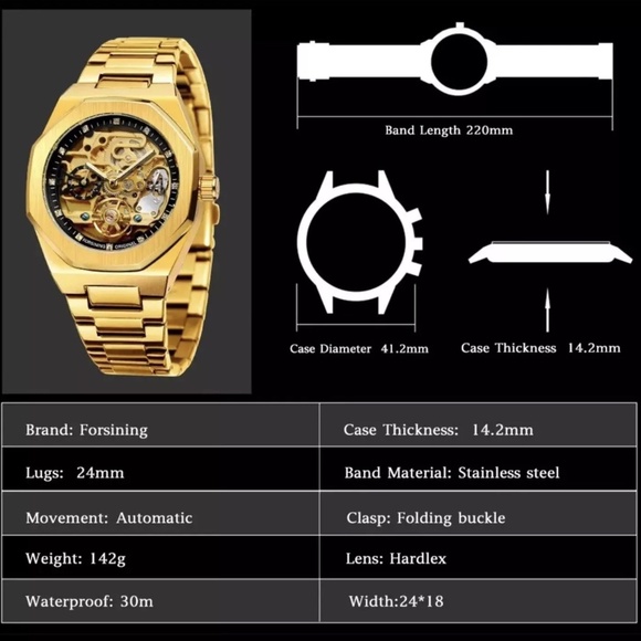 Forsining | Accessories | Mens Skeleton Mechanical Luminous Luxury ...